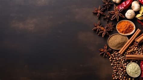 Premium Ai Image Indian Spices Composition Top View Template Copy Space