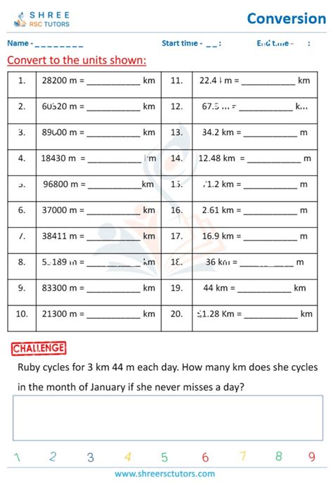 Converting Between Meters And Kilometers Worksheets For Grade 4 Maths Shree Rsc Tutors