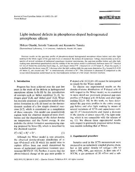 Pdf Light Induced Defects In Phosphorus Doped Hydrogenated Amorphous