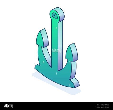 isometric green anchor vector illustration icon isolated on white