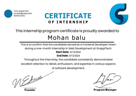 Internship Grappltech Careerjourney Techindustry