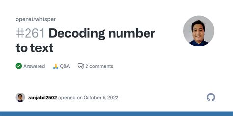 Decoding Number To Text · Discussion 261 · Openaiwhisper · Github