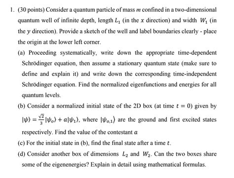 solved 30 points consider a quantum particle of mass m