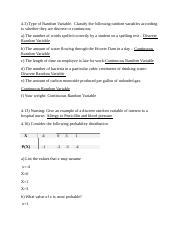 Random Variables Classification And Probability Distributions Course Hero