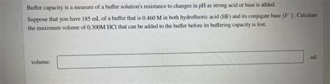 solved buffer capacity is a measure of a buffer solution s