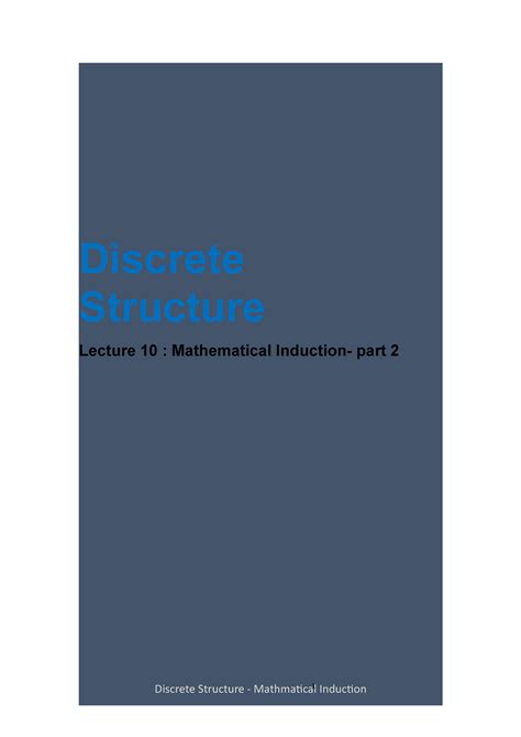 Discrete Structure Lec 10 Discrete Structure Lecture 10