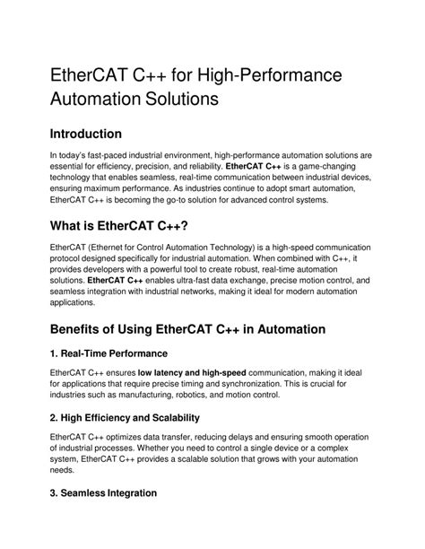 Ppt Ethercat C For High Performance Automation Solutions Powerpoint