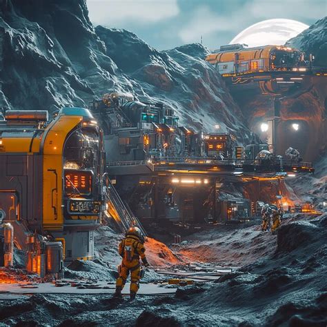 Ultrarealistic Futuristic Mining Colony Premium Ai Generated Image