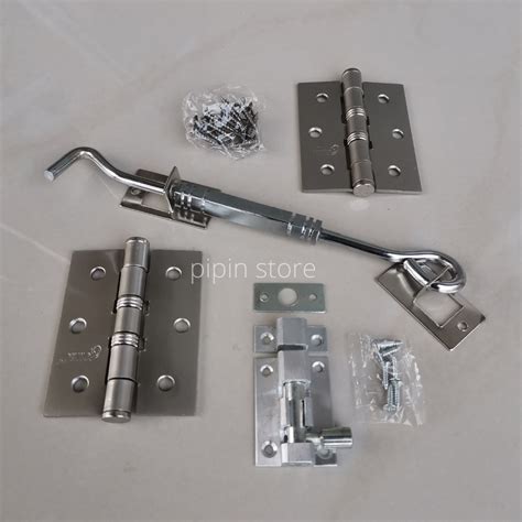 Jual Paket Engsel Jendela 3 Inch Tebal Warna Silver Putih 1 Set Hak
