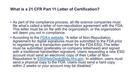 21 Cfr Part 11 Letter Of Certification Fda Compliance