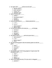 A P The Reproductive System Practice Quiz 1 Sex Organs Called Produce Sex Cells Called A