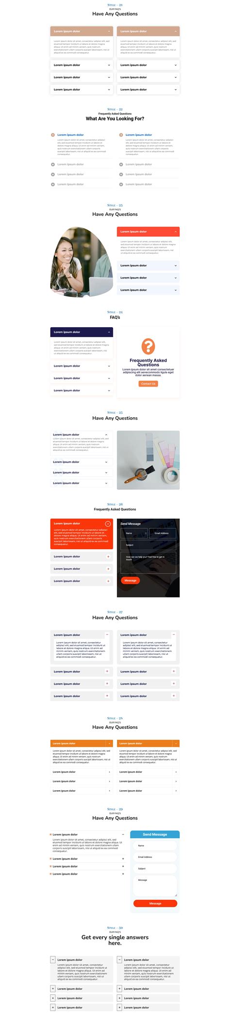 Preview Of Accordion Section Designs Find Popular Divi Layouts Sections