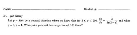 Solved B4 10 Marks Let P F Q Be A Demand Function Where Chegg Com