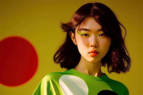 Premium Photo A Model Wears A Green Top With A Green Shirt That Says