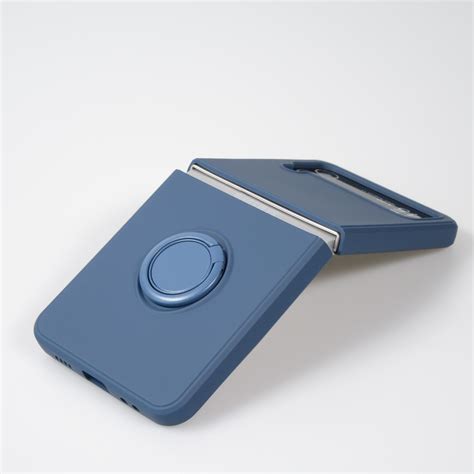 Coque Samsung Galaxy Z Flip4 Soft Touch Avec Anneau Bleu Acheter
