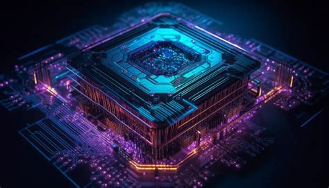 Premium Ai Image Futuristic Computer Chip Glows Blue On Circuit Board