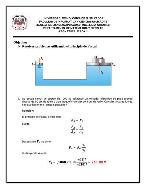 Solution Principio De Pascal Ejercicios Resueltos Studypool
