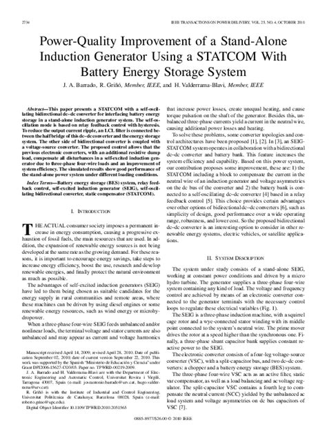 Pdf Power Quality Improvement Of A Stand Alone Induction Generator