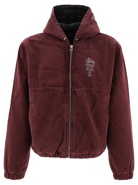 Stussy Canvas Insulated Bomber Jacket In Red For Men Lyst