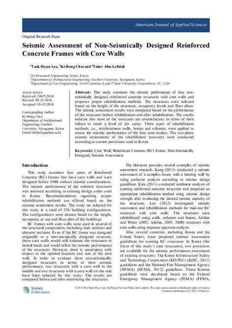 Pdf Seismic Assessment Of Non Seismically Designed Reinforced Concrete Frames With Core Walls