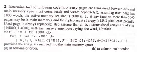 Solved 2 Determine For The Following Code How Many Pages Chegg