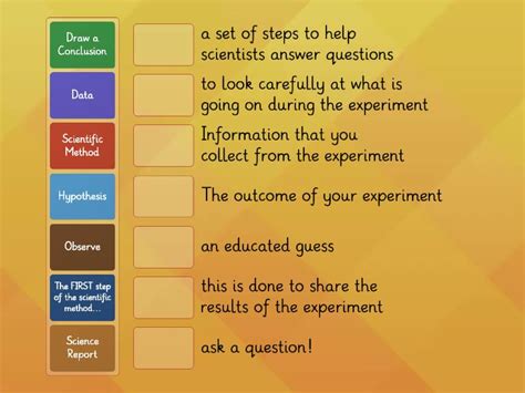 Scientific Method Vocabulary Match Up