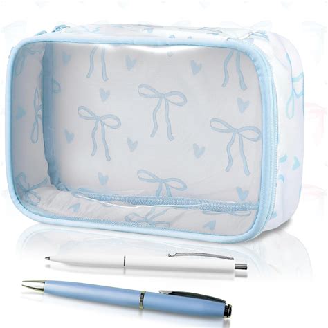 Sherr Clear Coquette Blue Bow Pencil Case Blue Bow Pencil