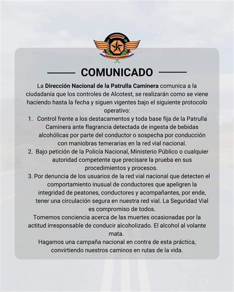 La dirección Nacional de la Patrulla Caminera comunica Somos Del Este TV