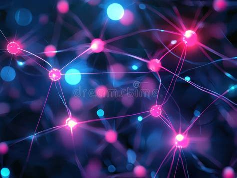 Abstract Network Design With Neon Colors And Glowing Nodes Stock Illustration Illustration Of