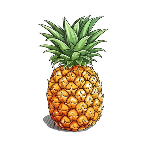 Ananás desenhado à mão vector desenho animado isolado fundo branco