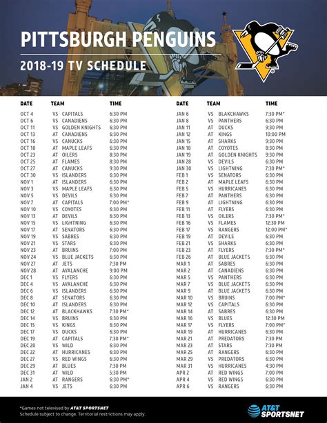 Printable Pittsburgh Penguins Schedule 2023
