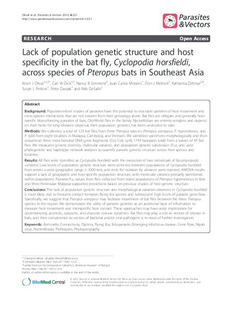 Pdf Lack Of Population Genetic Structure And Host Specificity In The