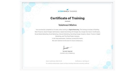 Vaishnavi Mishra On Linkedin Successfully Completed The Digital Marketing Training From