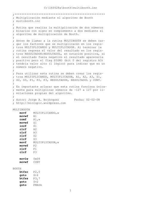 Pdf De Programación Multiplicación Mediante El Algoritmo De Booth