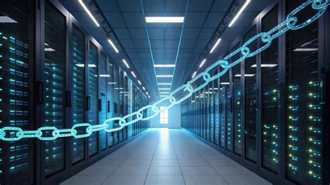Blockchain Technology Securing Server Room Ensuring Data Integrity And Protection Stock Image