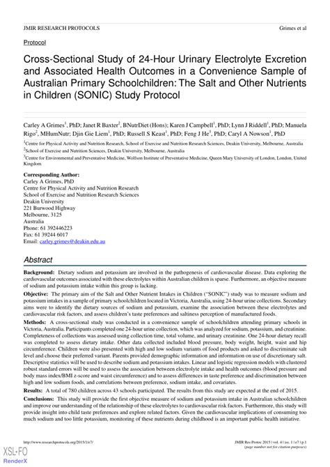 Pdf Cross Sectional Study Of 24 Hour Urinary Electrolyte Excretion