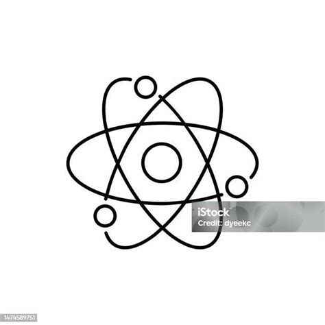 Ikon Garis Atom Tanda Vektor Kerangka Piktogram Gaya Linier Diisolasi