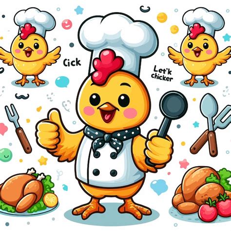 A Cartoon Chicken Chef Is Holding A Spatula And A Spoon Premium Ai