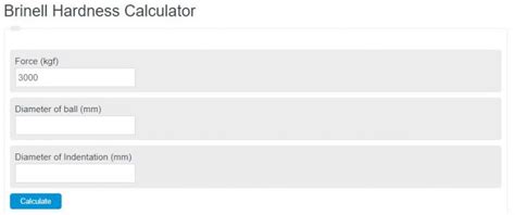 Brinell Hardness Number Calculator W Formula Calculator Academy