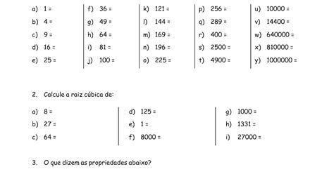 ExercÍcios PotenciaÇÃo E RadiciaÇÃo 6 Ano Atividades De Matemática