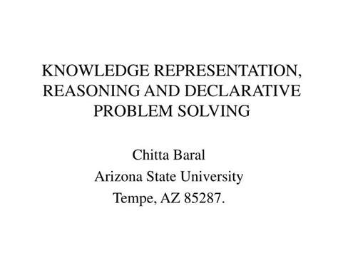 Ppt Knowledge Representation Reasoning And Declarative Problem