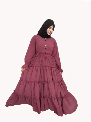 Women Plain Purple Umbrella Nida Islamic Abaya Party Wear Size Free
