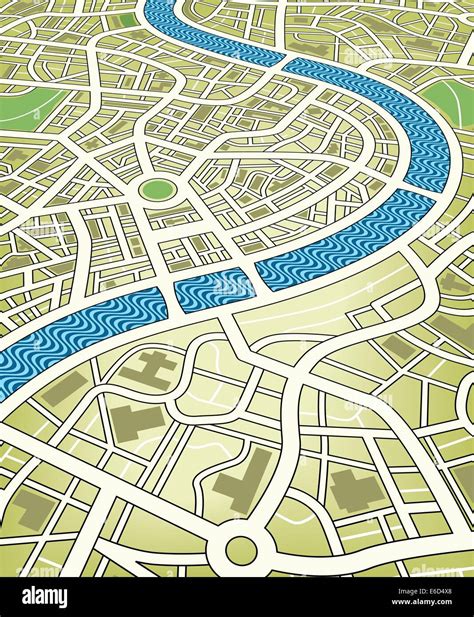 Editable Vector Illustration Of A Nameless Street Map From An Angled Perspective Stock Vector