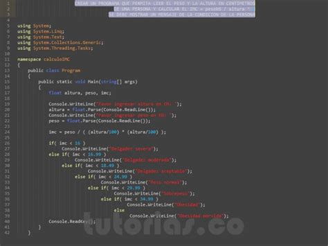 Sentencia If Else VisualStudio C Indice De Masa Corporal Tutorias Co