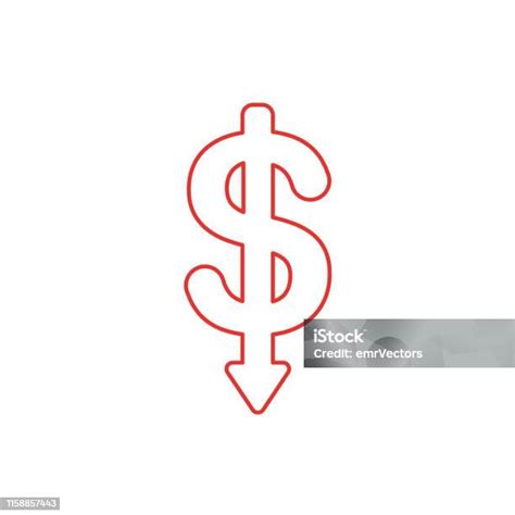 平面設計風格向量概念的貨幣符號圖示與箭頭指向白色白色和彩色輪廓向量圖形及更多削減圖片 削減 圖示 惡化 Istock
