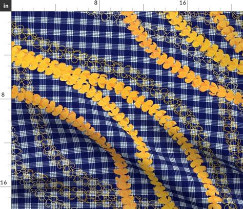 Diagonal Lei OUTLINE PUAKENIKENI ON NAVY Fabric Spoonflower