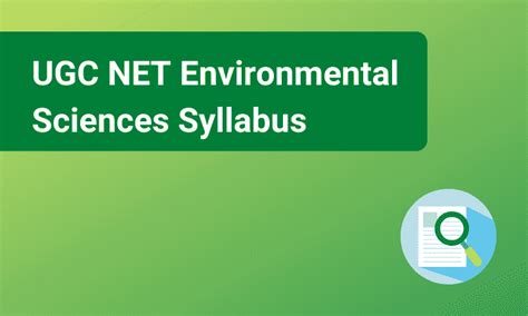 UGC NET Environmental Sciences Syllabus