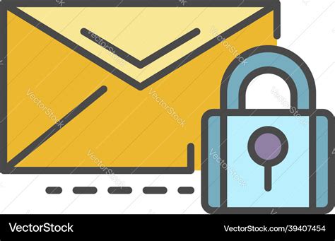 Secured Mail Icon Color Outline Royalty Free Vector Image