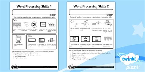 Computing Microsoft Word Processing Skills Year Home Learning Task