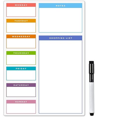 Buy Tms Magnetic Weekly Planner Fridge Whiteboard Dry Wipe Pen Meal